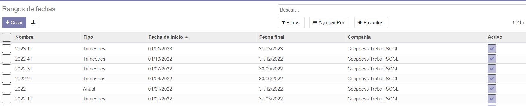 Rangos de Fechas | Coopdevs Handbook